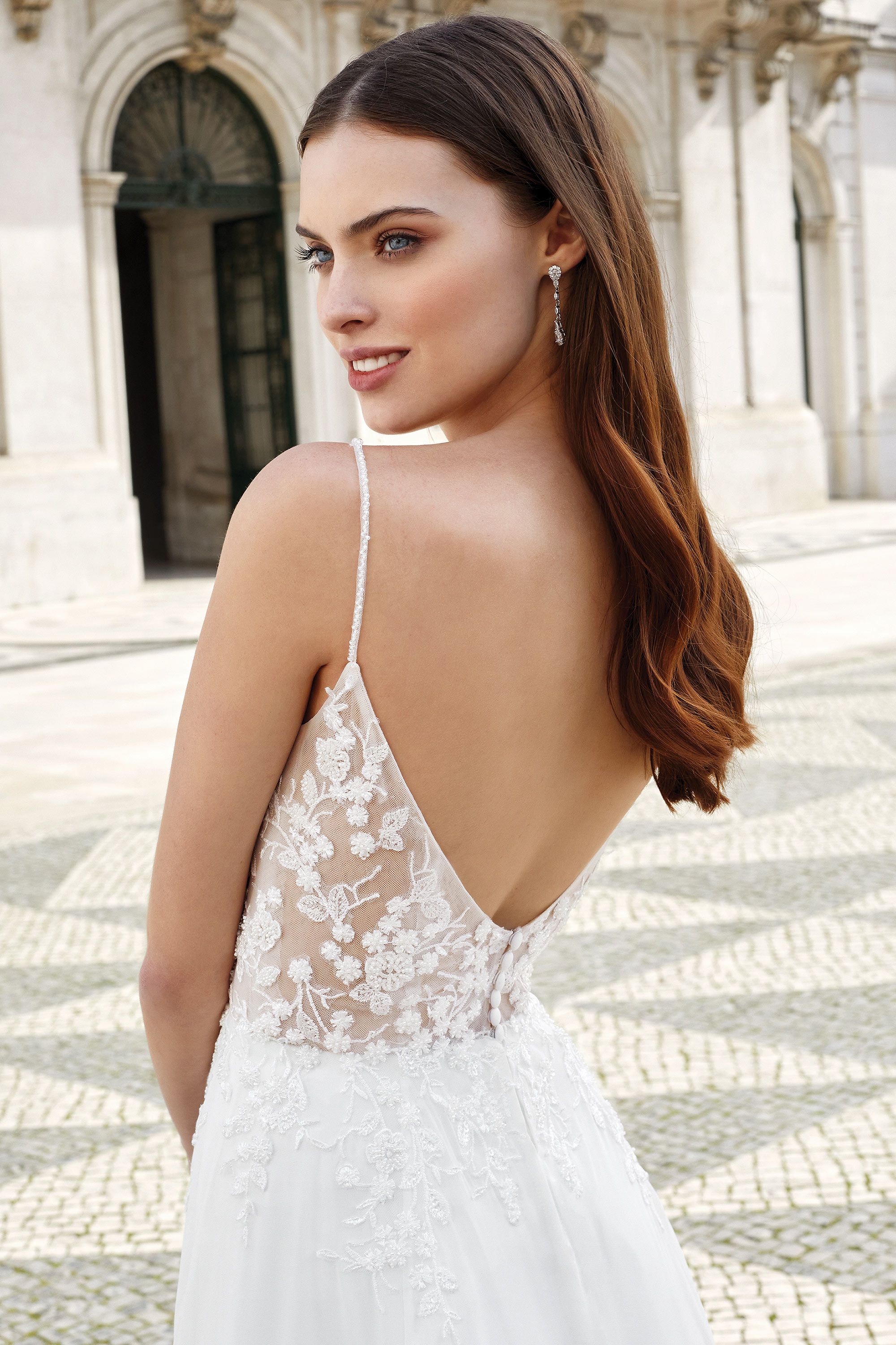 11145: Illusion Bodice A-Line Dress with Plunging V-Neck | Adore by ...