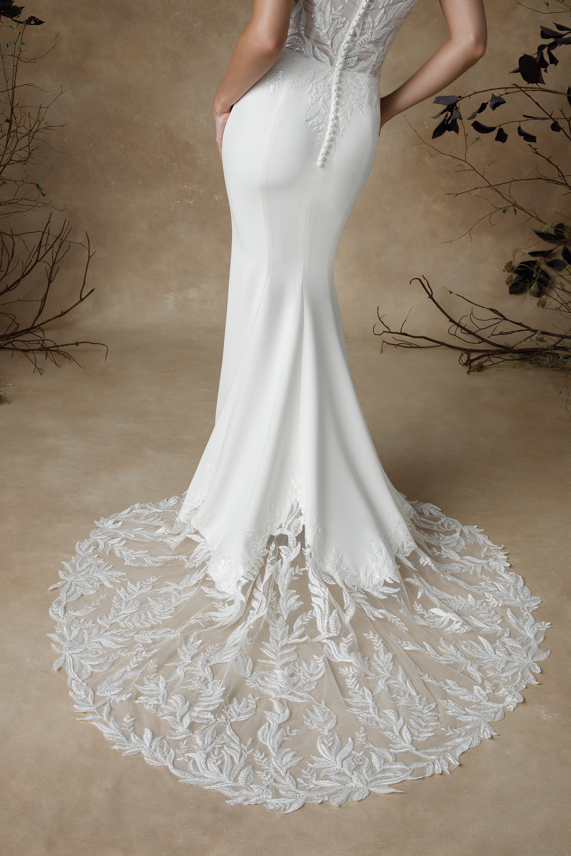 Graham: Off-the-Shoulder Stretch Crepe Fit and Flare Wedding Dress ...