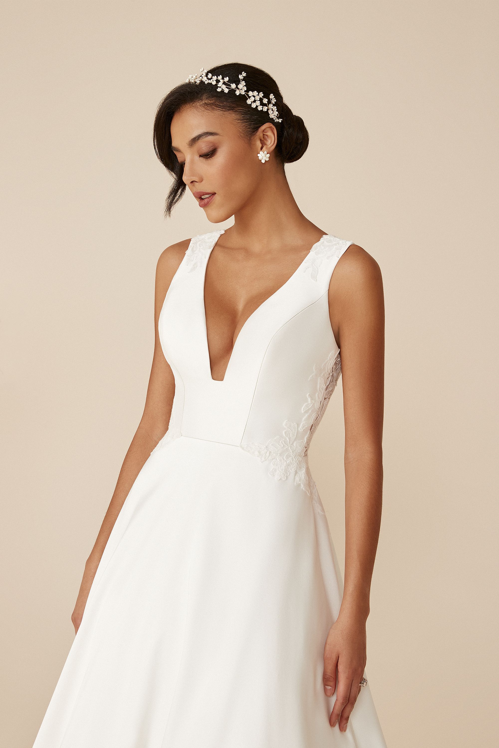 Devan: Clean Stretch Mikado Ball Gown with Scoop Back and Pockets ...