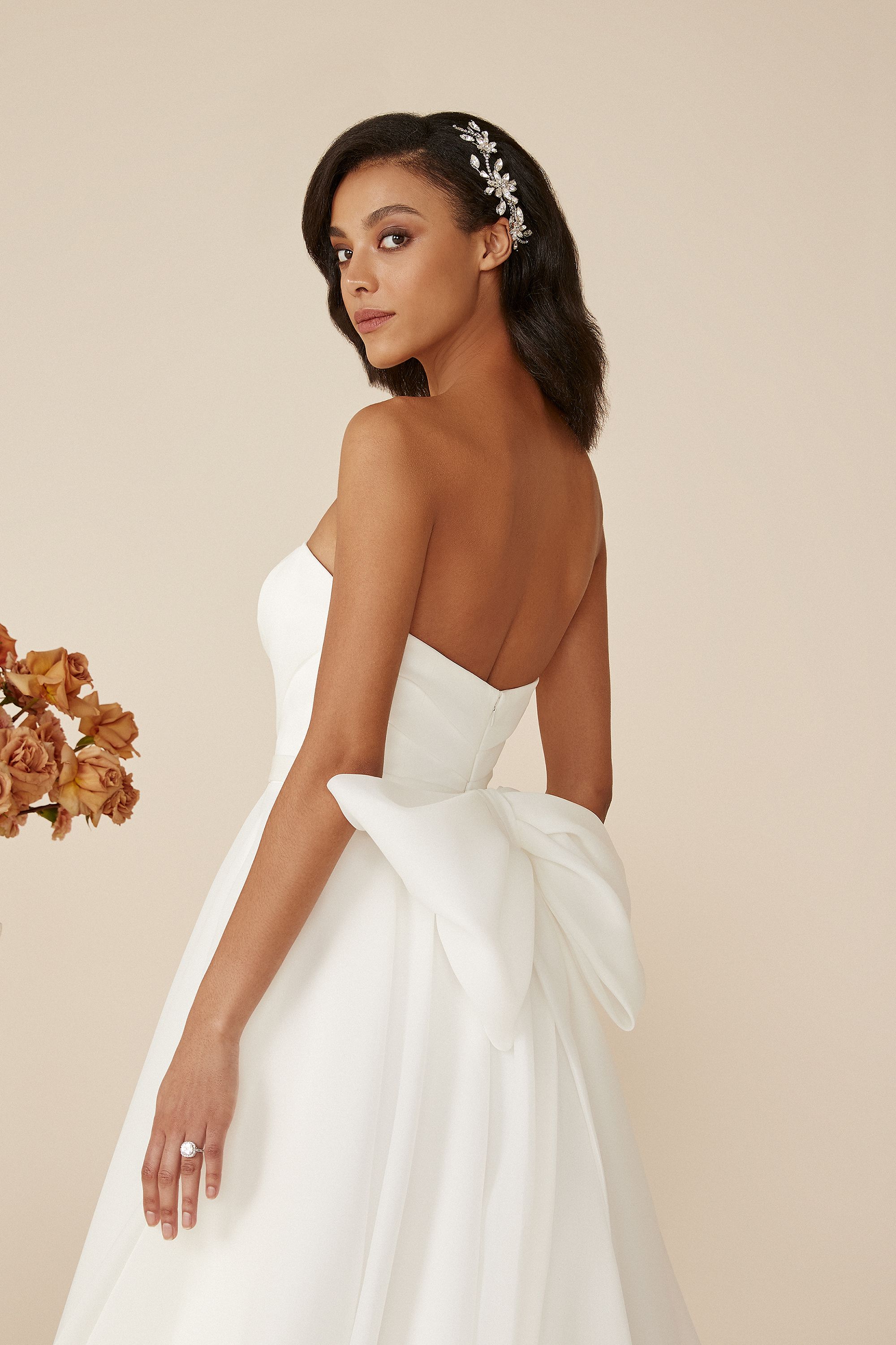 Durham: Organdy A-Line Gown with Pleated Straight Neckline | Justin ...