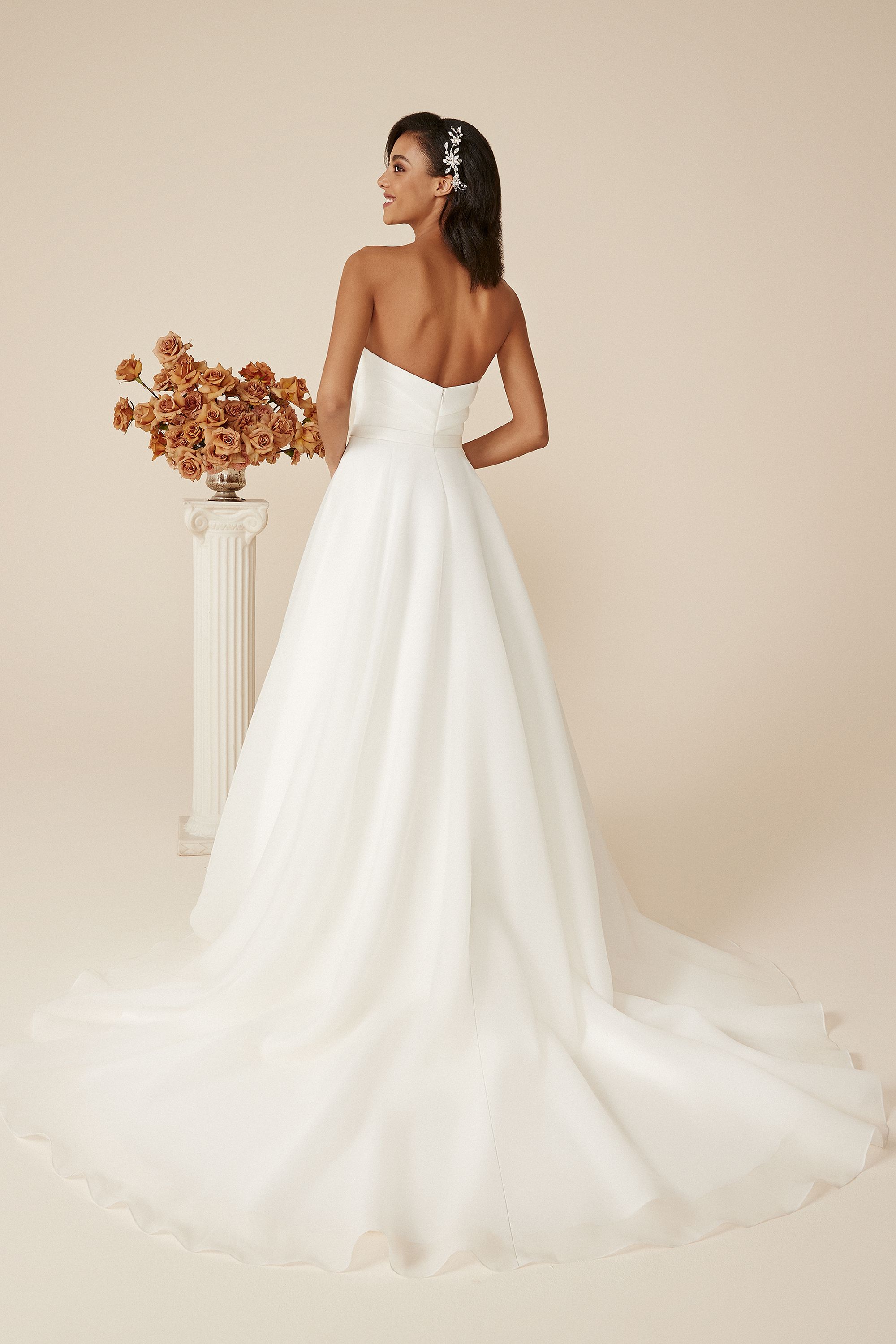 Durham: Organdy A-Line Gown with Pleated Straight Neckline | Justin ...