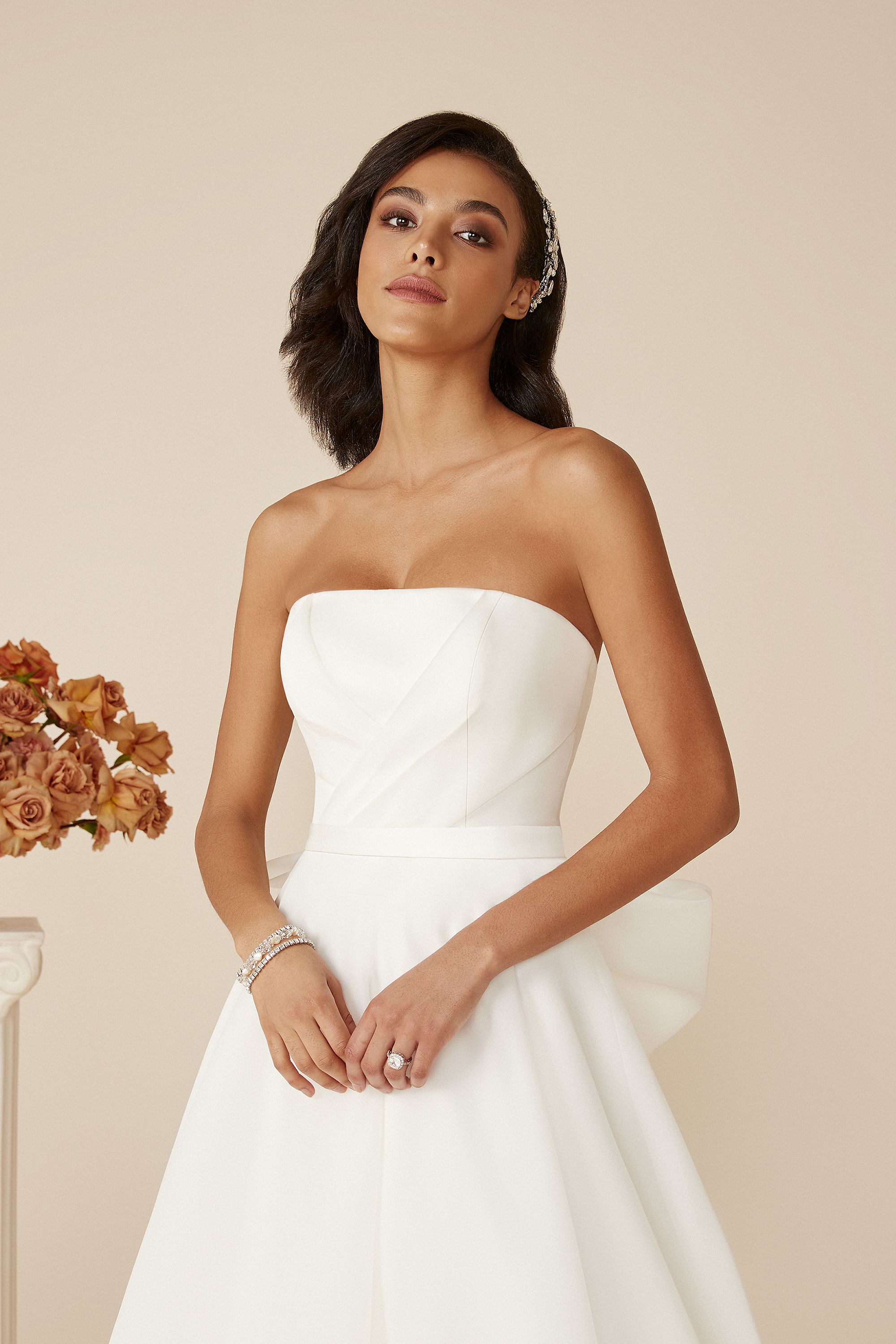 Durham: Organdy A-Line Gown with Pleated Straight Neckline | Justin ...